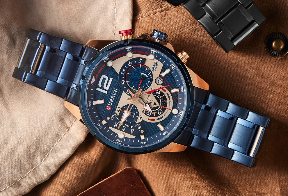 Reloj Azul y Rose Gold Curren 8395 Para Hombre – Adonet